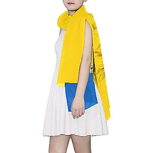 CHIFIGNO Sunflower Ukrainian Flag Long Scarf for Women Large Wrap Stole Fashion Silk Like Neck Scarf