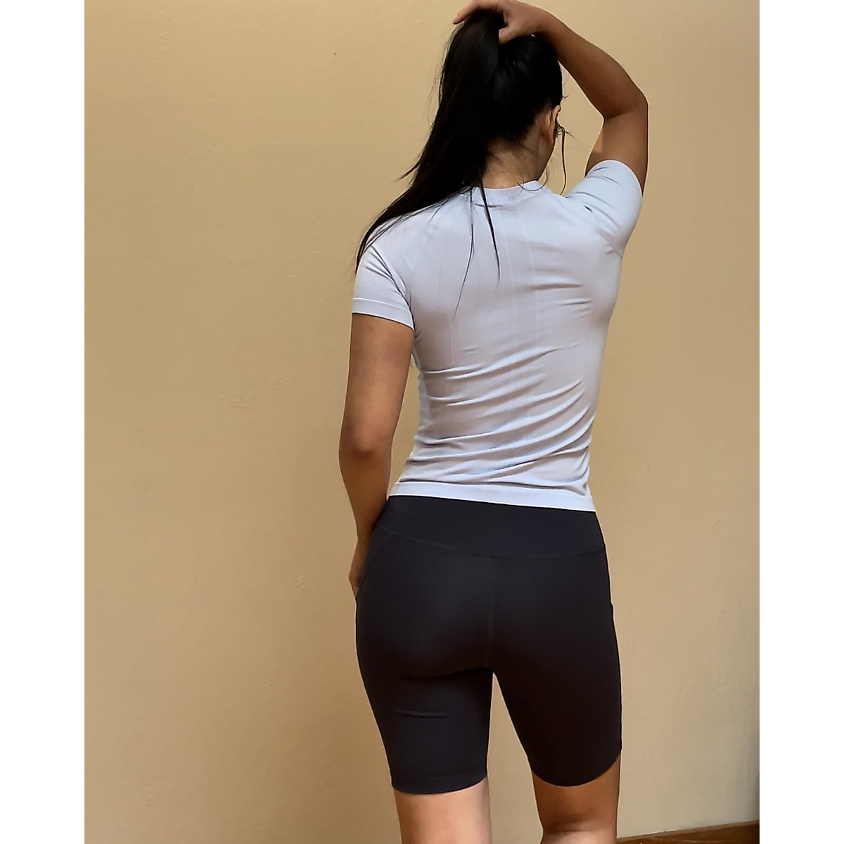 Stelle Womens High Waist Biker Cycling Fitness Gym Running Volleyball Workout Yoga Shorts (Medium, 8'' Black)