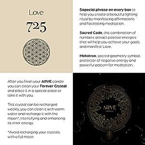 ARVE Love Candle, Scent: Pink Champagne, 7.0 oz 100% Soy Wax, Glass Container, Rose Quartz Crystal & Pink Flowers. Aromatherapy, Meditation. Healing Gift attracts Positive Energy, Love Manifestation