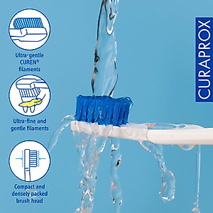 Curaprox CS 5460 Extra-Soft Toothbrushes for Adults, Sensitive-Gum-Safe Ultra-Fine Filaments and Compact, Slightly Angled Toothbrush Head for Improved Tooth and Gum Health, Pack of 2
