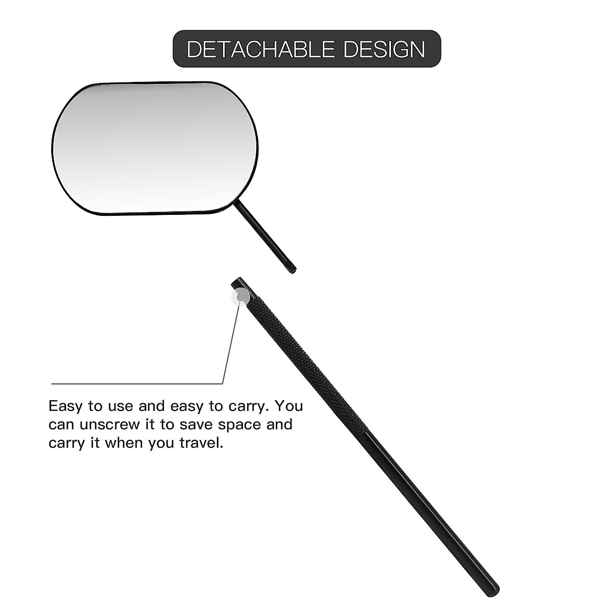Pretty memory Large Lash Mirror, Stainless Steel Eyelash Mirror, Makeup Mirror for Lash Extension Supplies (Black)