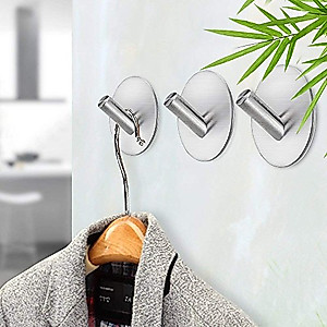 Vpang 4 Pcs Stainless Steel Adhesive Hooks Heavy Duty Wall Hooks Sticky Hanger for Kitchen Bathroom Office Garage (Type 5)