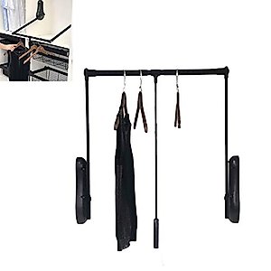 Drop-Down Wardrobe Hanger, Adjustable 510-1150mm, Closet Rod Wardrobe Lifter Storage Rack, Effectively Saving Space, Bearing 30KG (Size : 650-850mm)