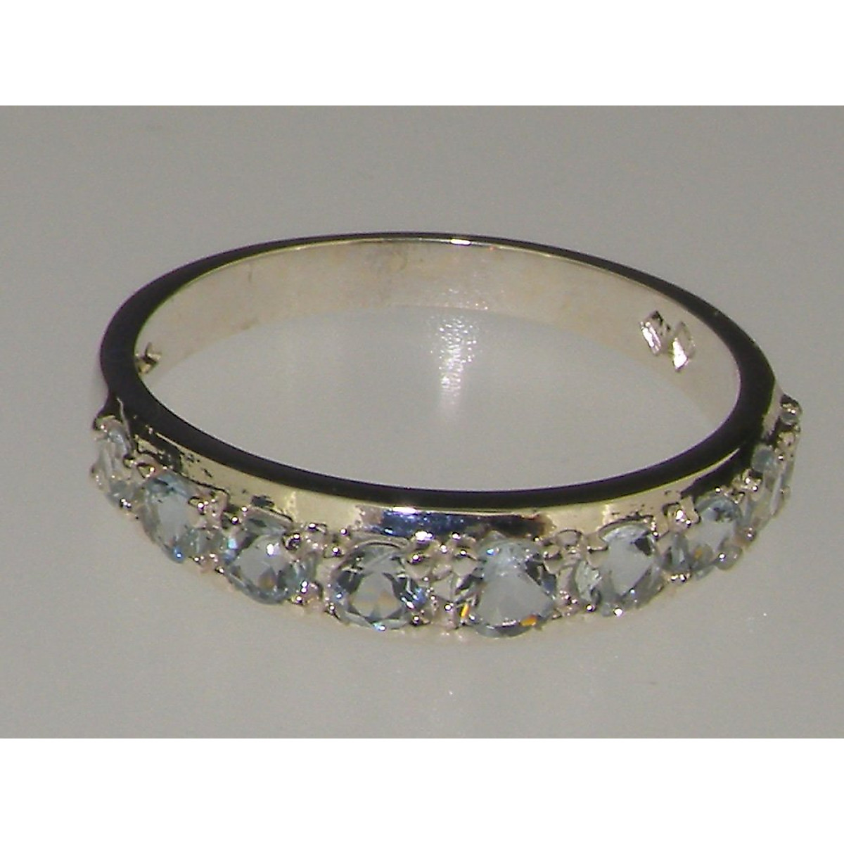 LetsBuyGold 925 Sterling Silver Natural Aquamarine Womens Wedding Band Ring - Size 7.5