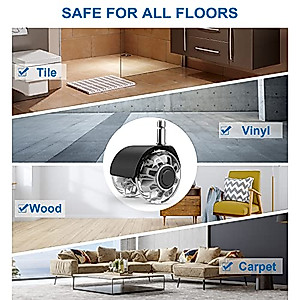 Office Chair Wheels Replacement-2 Inch Heavy Duty Caster Wheels,Quick & Quiet Rolling Chair Casters (Set of 5),Desk Chair Wheels Universal Fit,Safe for All Floor or Carpet