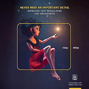 KODAK FLIK X7 Home Projector (Max 1080p HD) with Tripod, & Case | Compact, Projects Up to 150” with 720p Native Resolution & 30,000 Hour, Lumen LED Lamp| AV, VGA, HDMI & USB Compatible (Renewed)