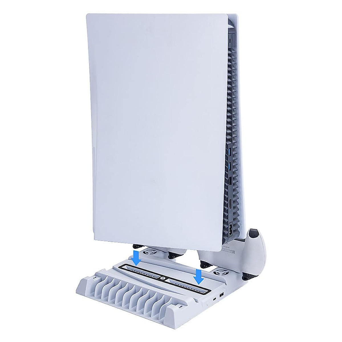 Game Console Cooling Base Handle Holder Charging Stand Multifunctional Charging Cooling Fan Storage Bracket Summer Father'S Day Gift-white