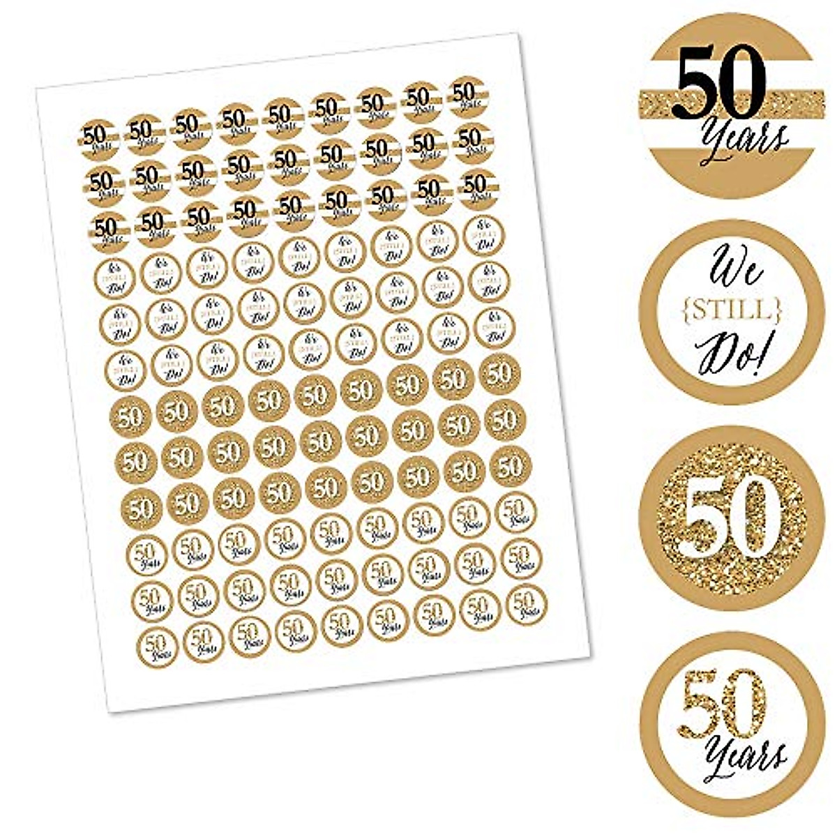 Big Dot of Happiness We Still Do - 50th Wedding Anniversary - Party Round Candy Sticker Favors - Labels Fit Chocolate Candy (1 Sheet of 108)