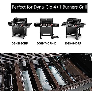 MONIBAQ Grill Heat Plates Replacement for Dyna Glo 5 Burner DGH474CRP, DGH485CRP, Gas Grill Parts Heat Tents Replace Dyna-Glo 4 Burner DGH450CRP, 4+1 Heat Shield Flame Shields