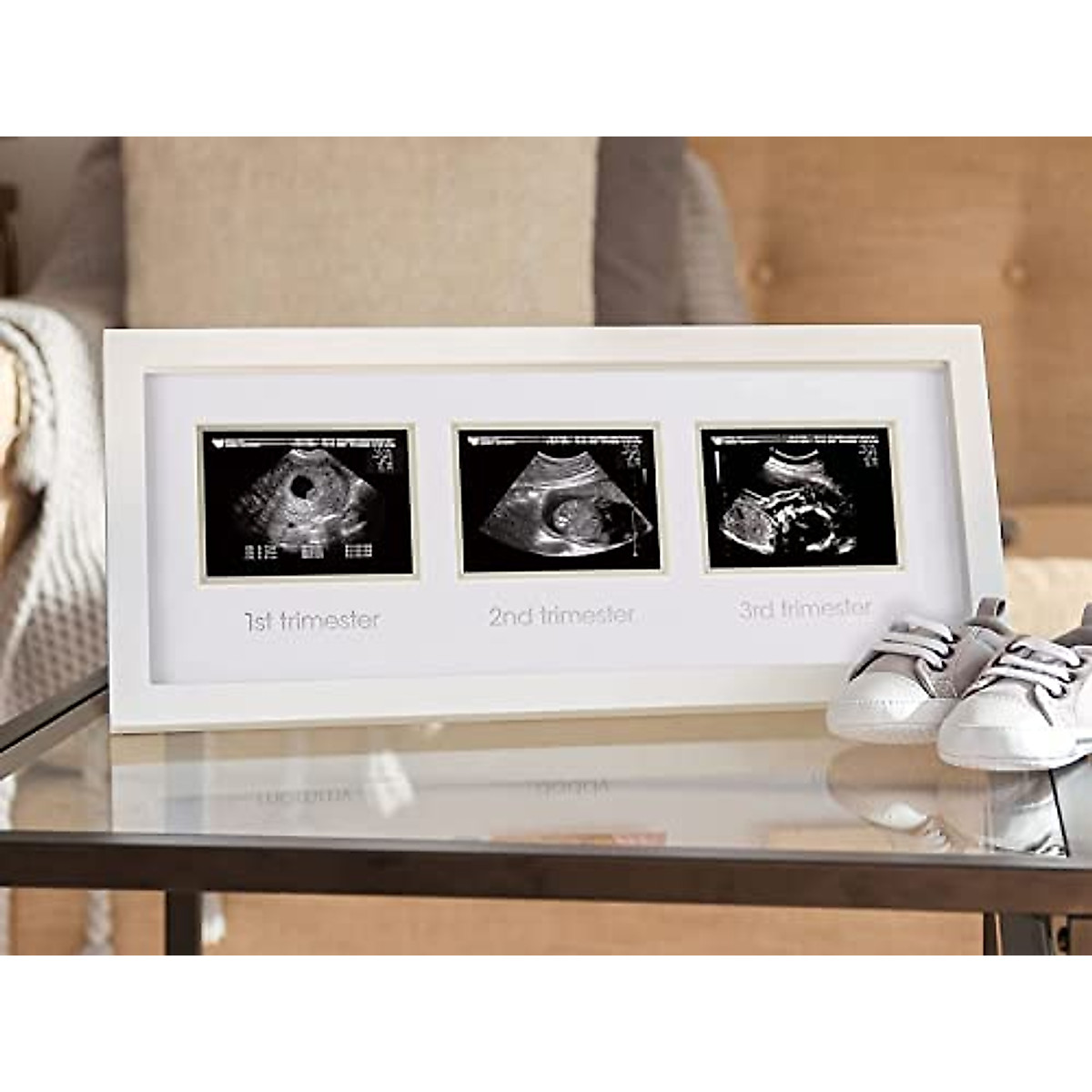 Pearhead Trimester Progression Sonogram Picture Frame, Pregnancy Milestone Keepsake Photo Frame, Sonogram Keepsake, Gender-Neutral Baby Nursery Décor