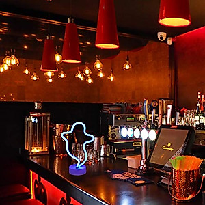 OSALADI 2pcs Halloween Neon Signs Light Ghost Bat Festival Decorative Bedside Lamp LED Table Neon Light for Bedroom Nursery Without Battery (White)