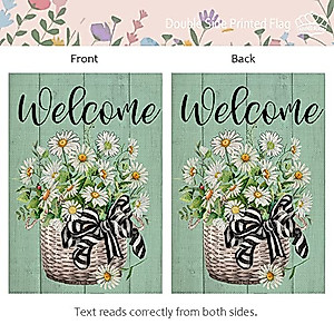 CROWNED BEAUTY Spring Garden Flag Floral 12x18 Inch Double Sided for Outside Chamomile Welcome Burlap Small Yard Holiday Decoration CF746-12