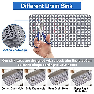 ARLBA Upgraded Silicone Kitchen Sink Mat 25"x13"，Sink Protectors for Kitchen Sink with Rear Drain/Center Drain,Sink Bottom Grid Protection Sink Rack For Farmhouse Stainless Steel/Porcelain Sink