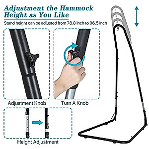 Hammock Chair Stand Portable Heavy Duty Solid Steel Stand Only Outdoor Indoor Hanging Chair Stand for Air Porch Swing Chair w/Weather-Resistant Finish, Offset Base, 360-Degree Rotation, Black