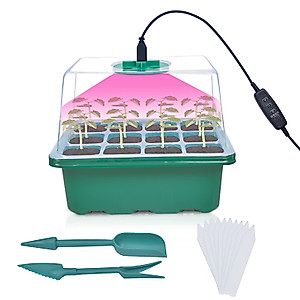 Giixer 5 Packs Seed Starter Kit with LED Grow Light - 60 Cells Seed Starting Tray, Humidity Dome for Seed Growing Germinating, Indoor Garden Seedling Starting, Cutting Clone & Plant Propagation Kit