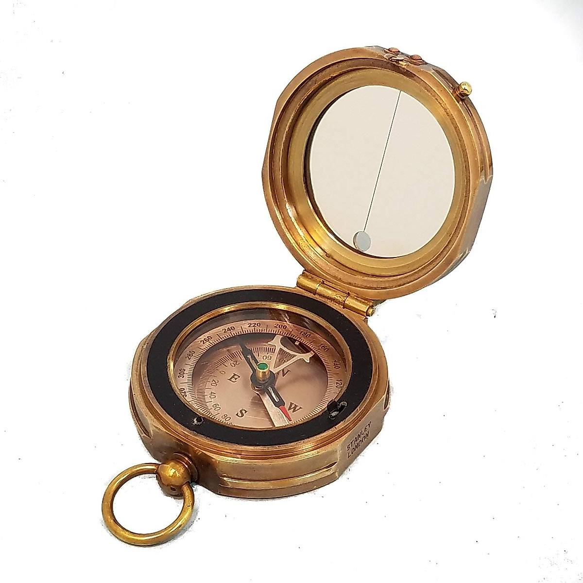 Premium Large Antique Brass Compass Gift for Men, Him, Son | Engraved Compass Personalized | Optional Laser Engraved Wood Box