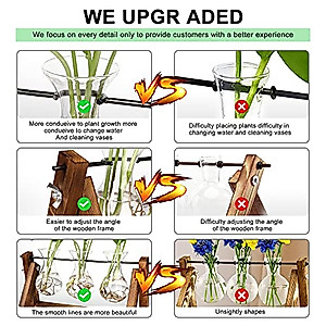 YIBOT Plants Propagation Stations Birthday Gift for Women Plant Terrarium with Wooden Stand for Hydroponics Plants Home Garden Office Decor - 3 Glass Vase