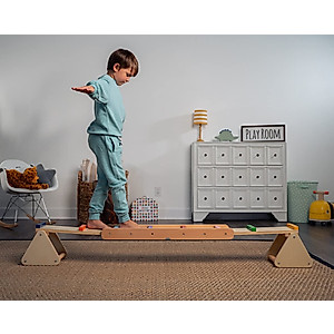 Avenlur Willow Rainbow Seesaw and Balance Beam: Montessori and Waldorf Inspired Gym Equipment for Toddlers & Kids (2-4 yrs), up to 110lbs! Enhance Balance & Coordination with Indoor Play Fun!