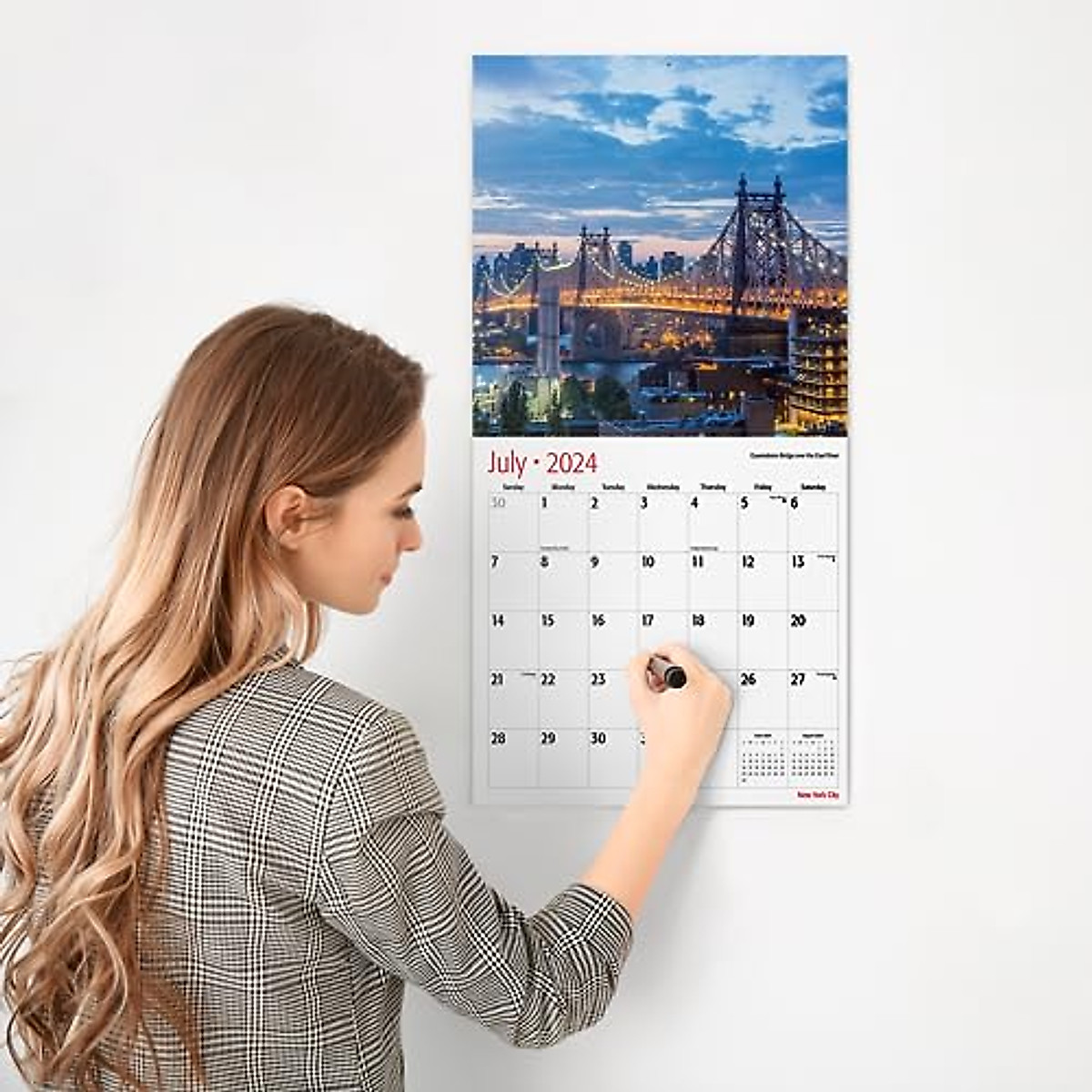 RED EMBER New York City 2024 Wall Calendar 12 Month | 12" x 24" Open | Thick & Sturdy Paper | Giftable | Calendar 2024