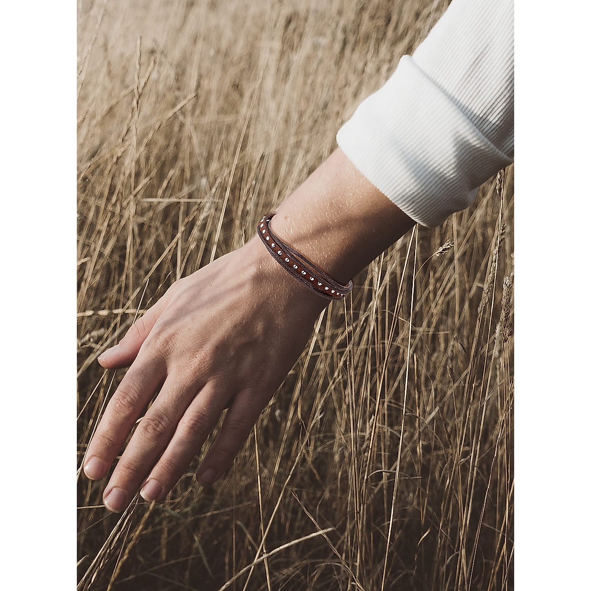 Akeoqi 12Pcs Braided Leather Bracelets Set For Men Women Wooden Beaded Cuff Wrap Bracelet Boho Ethnic Tribal Linen Hemp Cords Wrap Bracelets Adjustable Rainbow And White