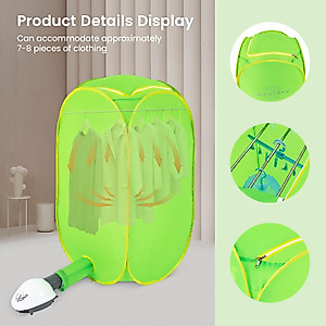 Portable Clothes Dryer, Electric Air Clothing Drying Machine, Folding Fast Drying Machine with Heater for Home Dormitory Travelling Apartments
