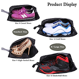 YAMIU Travel Shoe Bags Set of 2 Waterproof Nylon with Zipper for Men & Women (Black)