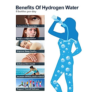 Hydrogen Water Bottle, BUZIO 3000ppb Hydrogen Water Bottle Generator Machine with Gen5 Technology Real Pure Hydrogen Concentration Alkaline Water bottle for Fitness, with Dupont Membrane, OLED Display