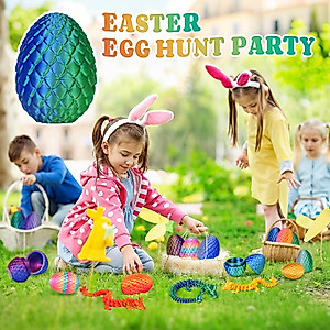 TBOLINE 3D Printed Dragon Easter Egg - Perfect Basket Essentials Stuffers, Prefilled Easter Egg Filled with Toy, Articulated Crystal Dragon Fidget Toy for Kid Boy (Laser Green-12inch)