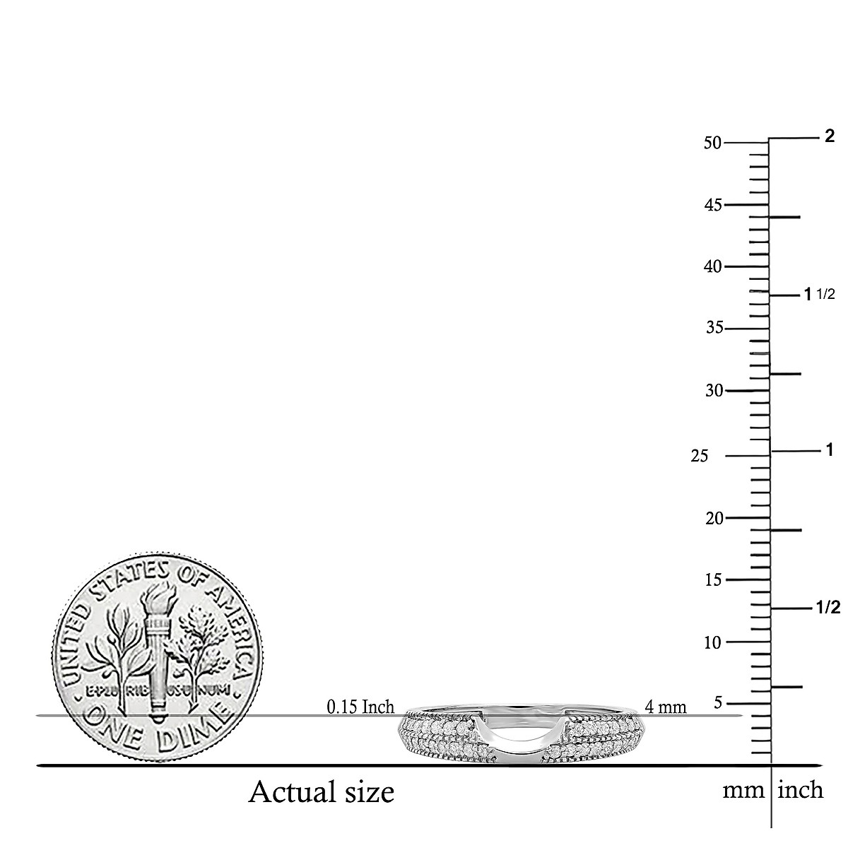 Dazzlingrock Collection 0.25 Carat (Cttw) 14K Round Diamond Women Wedding Enhancer Ring Guard Ring 1/4 CT, White Gold, Size 8