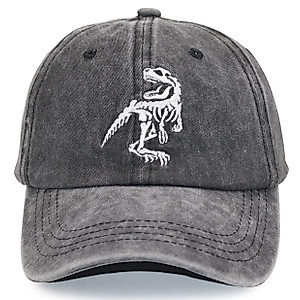 T Rex Skeleton Dinosaur Baseball Cap for Men Women, Vintage Embroidered Cotton Washed Distressed Dad Hat