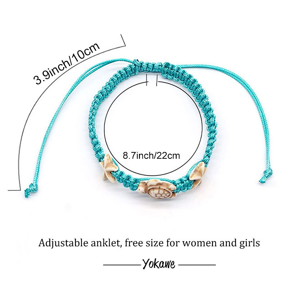 Yokawe Boho Anklets Bracelets Blue Turtle Starfish Anklet String Bracelet Summer Beach Waterproof Barefoot Sandals Foot Jewelry for Women