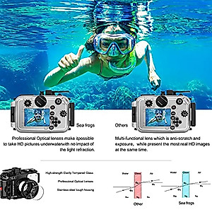 Sea frogs Waterproof Camera Housing Compatible with Olympus TG-6 IPX8 60m/196ft Maximum Diving Depth Underwater Camera Case for Diving, Surfing, Rowing, Skiing Black