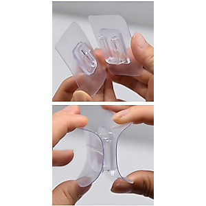 YOFAN 10 Pairs Clear Double-Sided Adhesive Wall Hooks - Mounted Door Hanger Kit - No Drill Sticker Hangers with Suction Cup for Bathroom, Kitchen