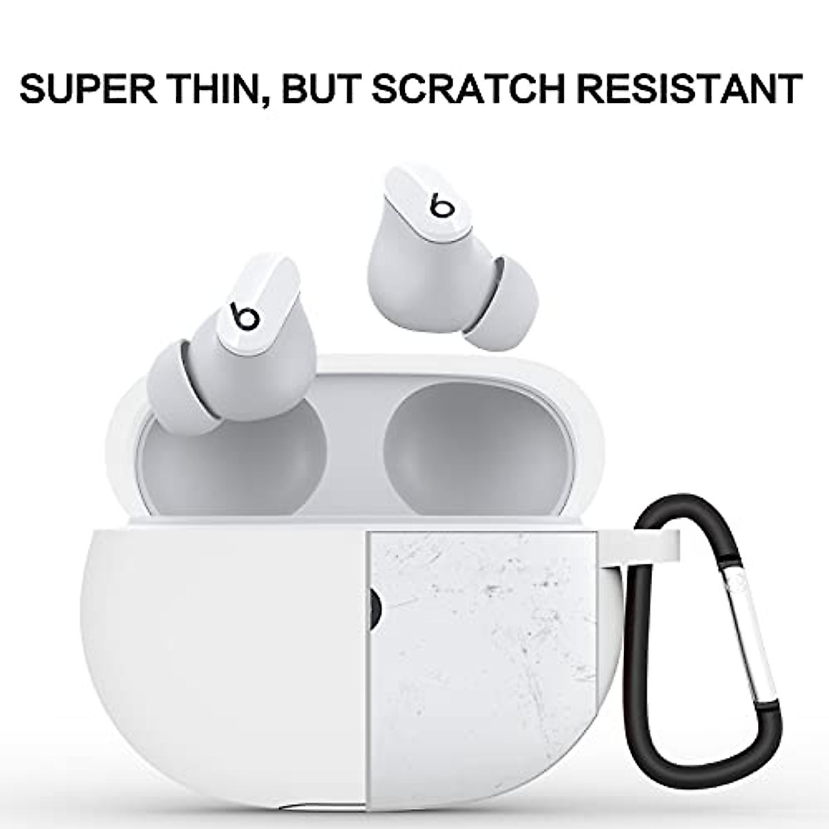 JDHDL Silicone Case for Beats Studio Buds, Waterproof Protective Shock-Absorbing Protective Skin Cover Case with Keychain for Wireless Headphones (Black)