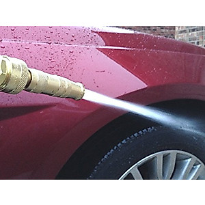 Hose Nozzle High Pressure - Lead-Free Brass for Car Or Garden - Solid Brass - 2 Nozzle Set - Adjustable Water Sprayer from Spray to Jet - Heavy Duty - Fits Standard Hoses - with Gardening E-Book