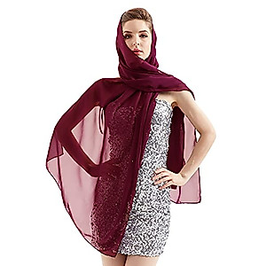 Alivila.Y Fashion Womens Chiffon Scarf Wrap Bridal Wedding Scarves Shawl for Bridesmaid-Burgundy Chiffon