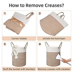 Woven Laundry Basket Laundry Hamper for Bedroom, Dirty Clothes Hamper Tall Basket, Boho Laundry Basket Nursery Hamper, 58l Large Laundry Hamper Dirty Clothes Basket Clothes Hampers for Laundry Blanket