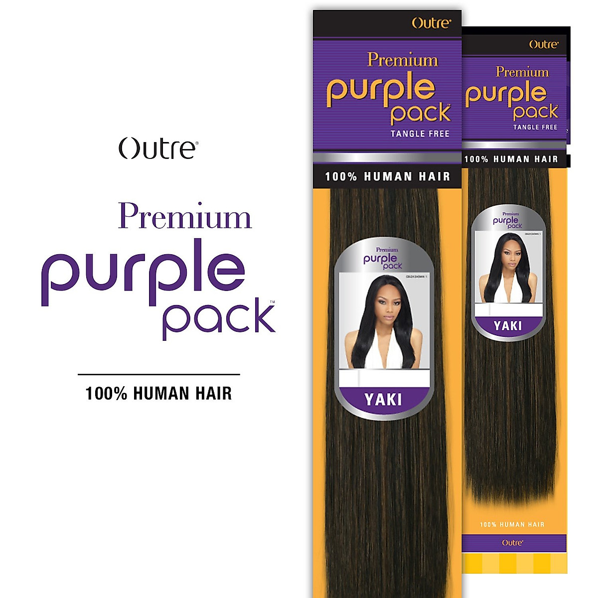 2-PACK DEALS ! Outre Human Hair Weave Premium Purple Pack Yaki (12", 1B)