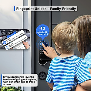 Smart Lock, Keyless Entry Door Lock, Fingerprint Door Lock, Digital Door Lock, Smart Lock for Front Door, Bluetooth Electronic Door Lock (Powered by Sifely)