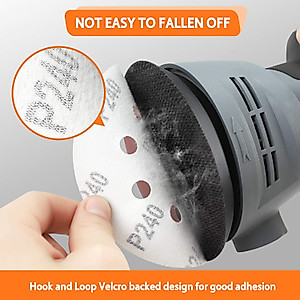 Seayoon 100 PCS 5 Inch Sanding Discs, 8 Hole Hook and Loop Sandpaper 60 80 120 180 240 320 400 Assorted Grits Sand Paper for Random Orbital Sander