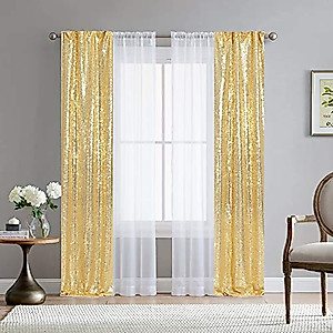 SquarePie Sequin Curtain 2 Panels 2FT x 8FT Gold Backdrop for Wedding Party Christmas