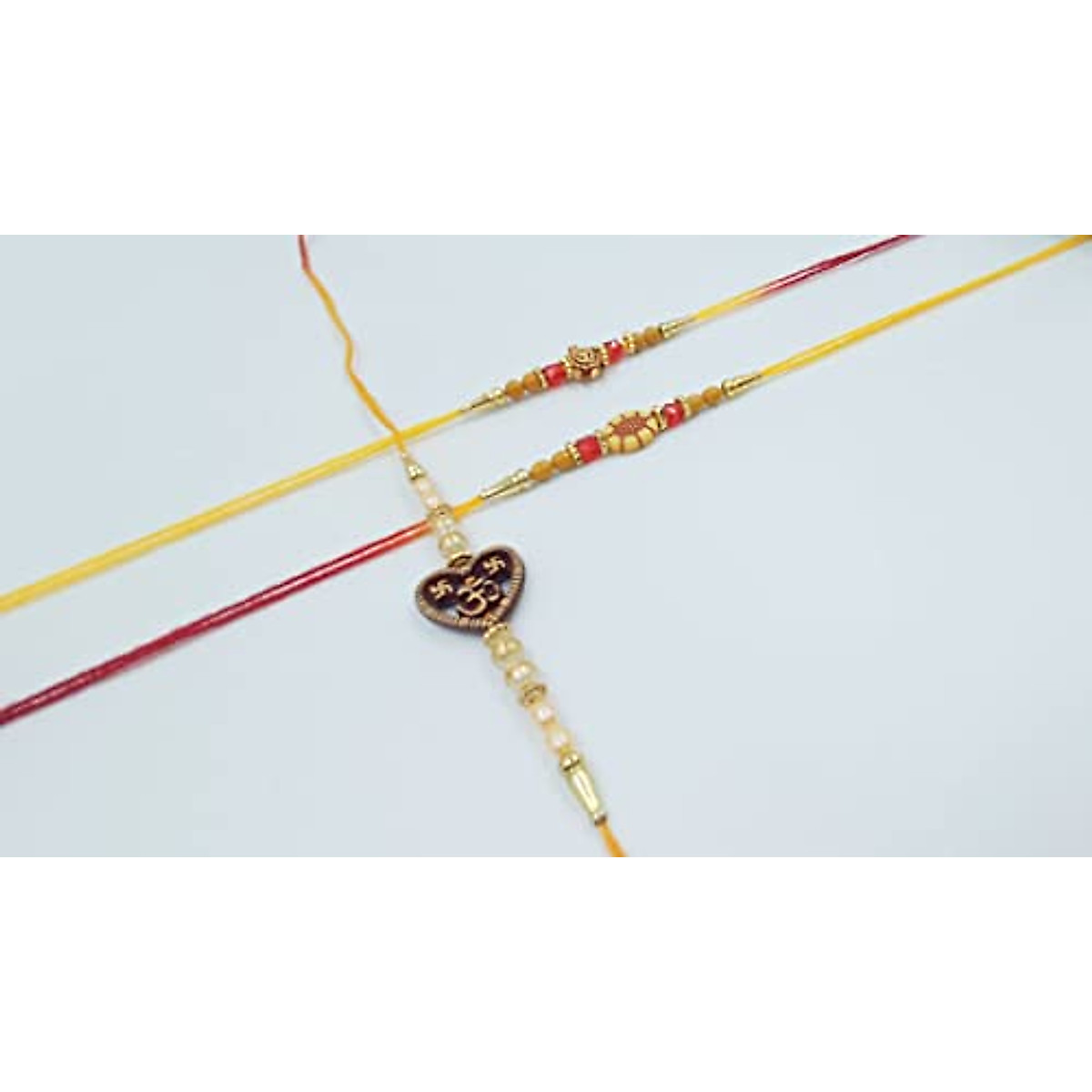 Rakhi for brother | Bracelet set of 2,3 and 4 Unique Design| Made of Brass with idol symbolic design and antique designer rakhi/bracelet | Best Gift for brother, Sister and family member. (Style 2)