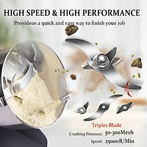 INSELY Grain Mill Grinder 2000g High Speed Food Grain Mill Stainless Steel Seeds Flour Nut Pill Wheat Corn Herbs Spices & Seasonings Dry Grinder Electric Machine Grinder for Kitchen