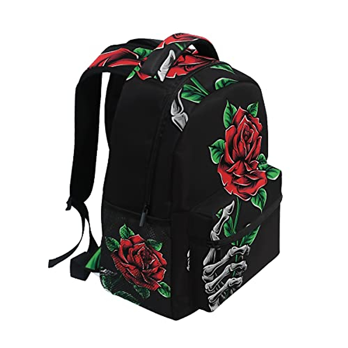 Glaphy Skull Rose Flower Backpack School Backpacks Lightweight Travel Laptop Bookbags Daypack for Men Women Kids