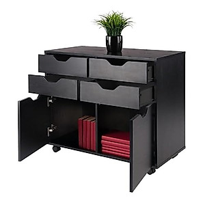 Winsome Halifax Storage Mobile Cabinets, 2 Doors, 4 Drawers, for Home Office, Black