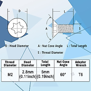 10pcs M2x5mm High Strength Grade 12.9 Torx Screw for Replaces Carbide Inserts CNC Lathe Tool with 1pcs T6 Torx Screwdriver Flag Handle Star Driver Key Wrench Spanner Maintenancetools