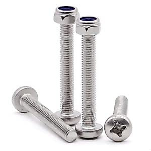 Glvaner (30 Sets) M5-0.8 x 40mm Pan Head Machine Screw and M5-0.8mm Hex Locknuts 304 Stainless Steel 18-8 Full Thread