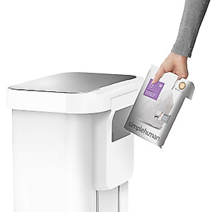 simplehuman 55 Liter Rectangular Kitchen Step Soft-Close Lid, White Stainless Steel Trash can