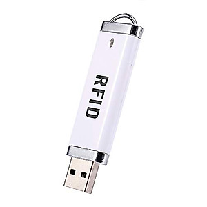 125KHz Portable RFID Reader, U Disk Shape ID Card Reader Non-Contact USB Interface Reader Plug & Play for Win XP/Win10/Liunx/Vista/Android-White