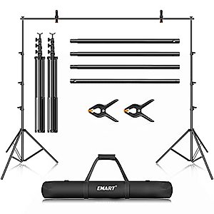 EMART 10 x 12ft (H X W) Photo Backdrop Stand Kit, Adjustable Photography Video Studio Background Stand Support System for Photo Booth Muslin